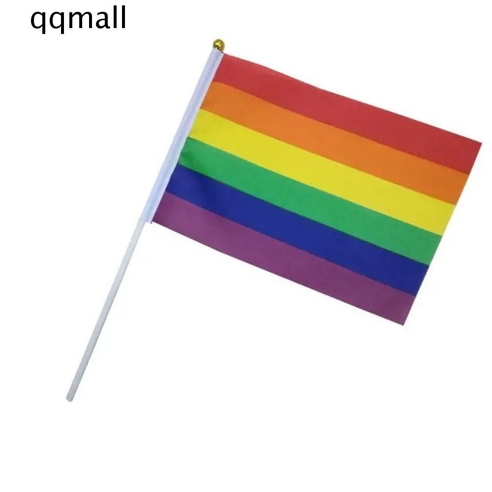 QQMALL 10Pcs Rainbow Flags, LGBT Rainbow Rainbow Hand Flag ...