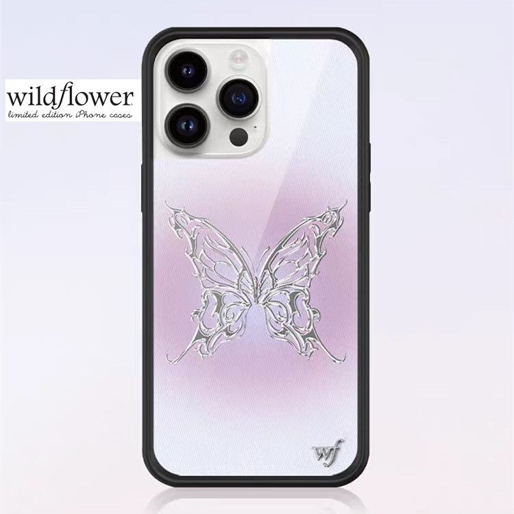 Wildflower AI Butterfly Case For iPhone 15 14 Plus 12 13 Pro Max Priscilla Acrylic Hard Casing ...