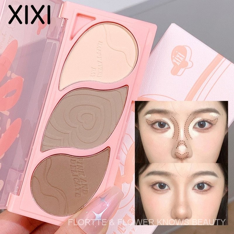 Makeup Xixi Three Colors Blusher Plate Contour Compact Highlight ...