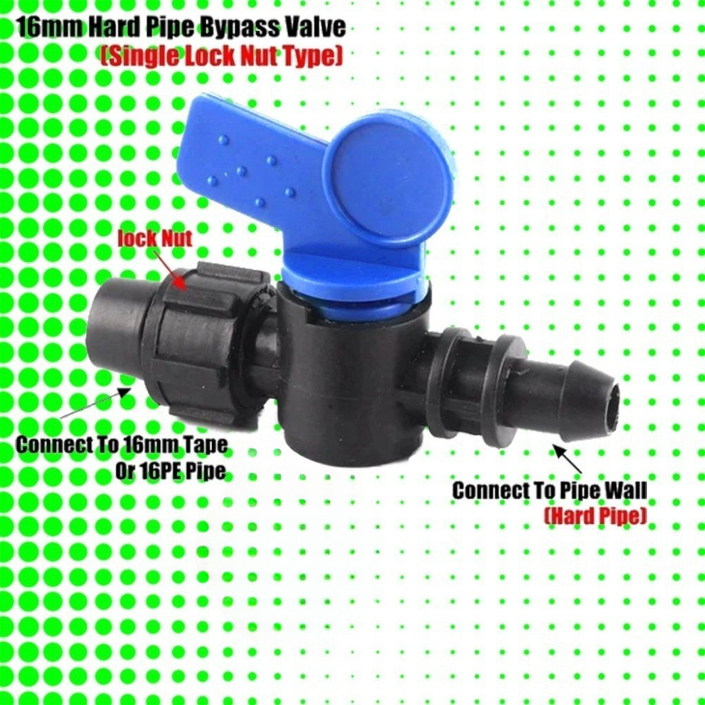 50Pcs DRIP VALVE Tape Lock nut by pass Irrigation 16mm Hose Connector ...