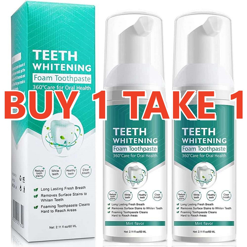 【BUY 1 TAKE 1】Teeth Whitening Mousse Toothpaste Cleansing teeth Bright ... 【BUY 1 TAKE 1】Teeth Whitening Mousse Toothpaste Cleansing teeth Bright ...