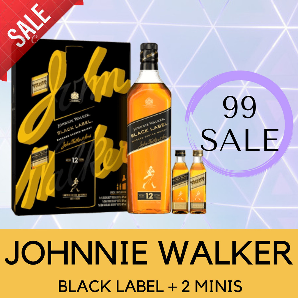 Johnnie Walker Black Label 1 Liter with 2 minis | Shopee Philippines