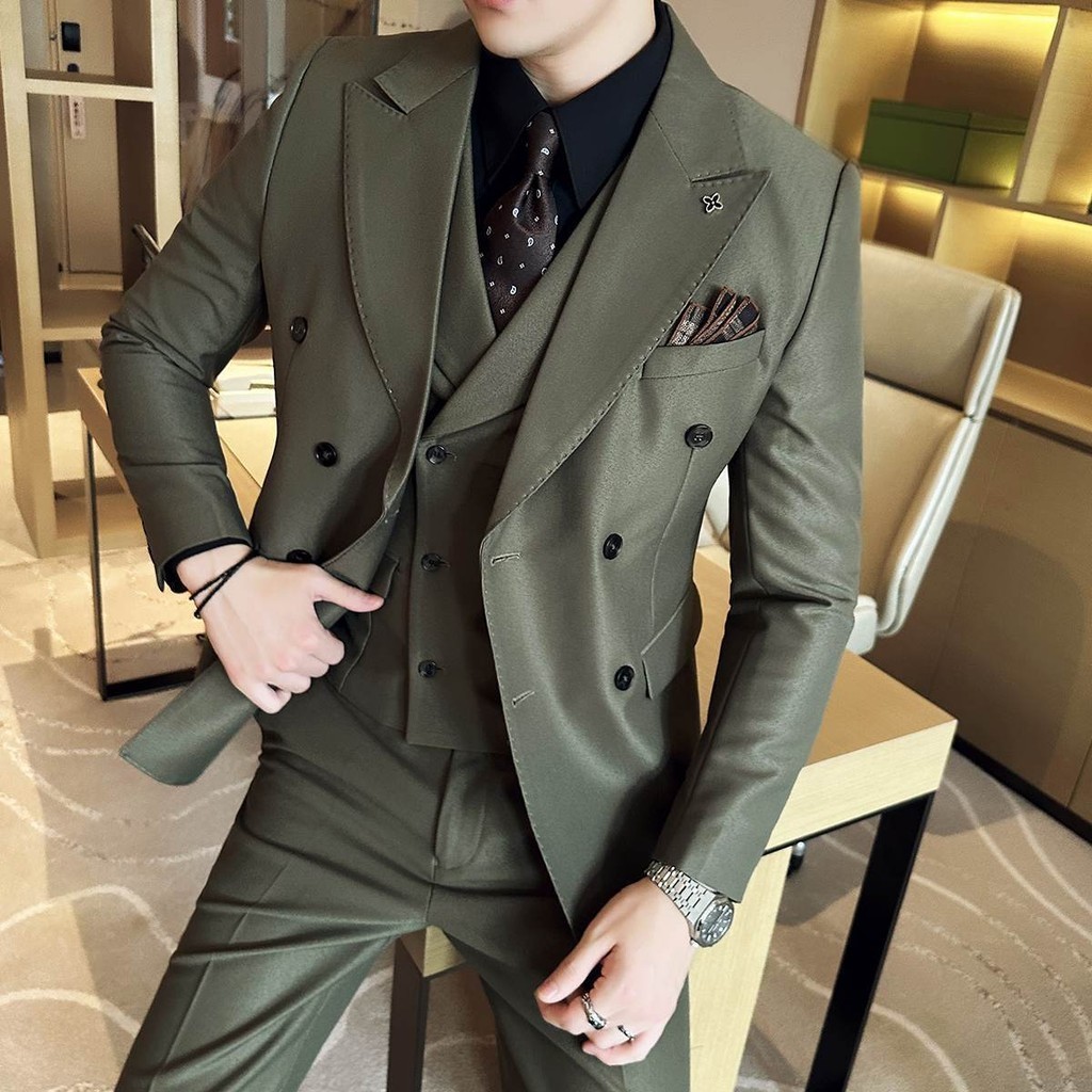 Men Hair Stylist Bar Suit Suit Groom Wedding Korean Version Slim-fit ...