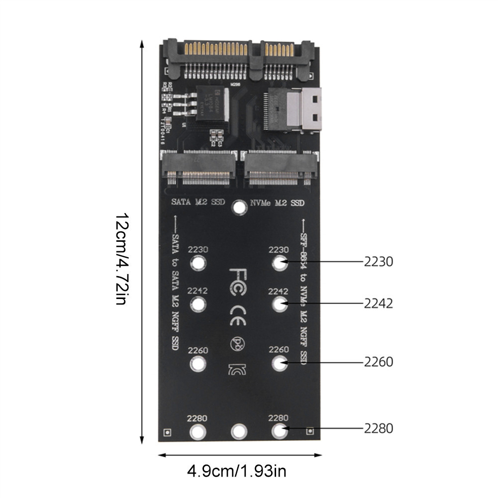 M.2 To SATA Adapter SFF-8654 To M2 NVME SSD Converter Riser Board for ...