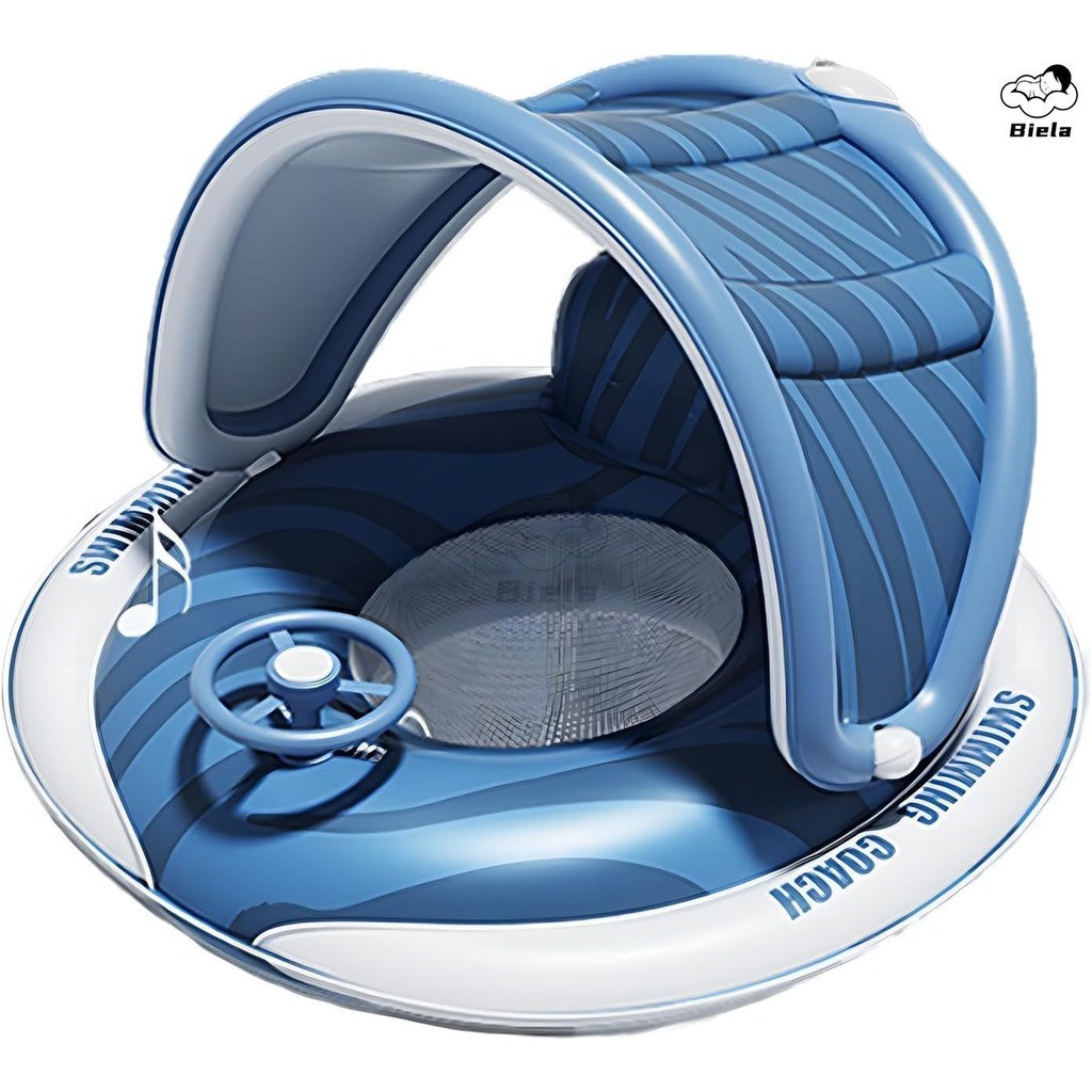 [New]Baby Pool Float with Canopy Baby Swim Float Widened Baby Float for ...