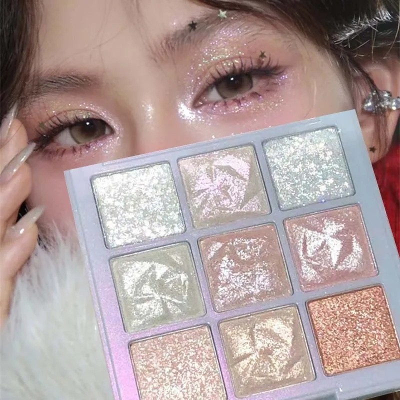 9 Colors Glitter Snowflake Eyeshadow Palette Dream Pearly Eye Shadow ...