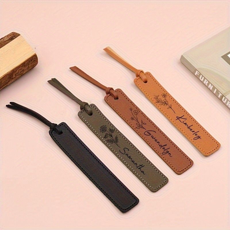 Customized PU Leather Bookmark, Engrave With Name And Birth Month ...