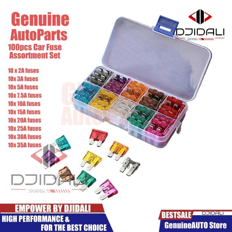 100pcs Car Fuse Assortment Set Profile Middle Size Blade Type Fuse Auto ...