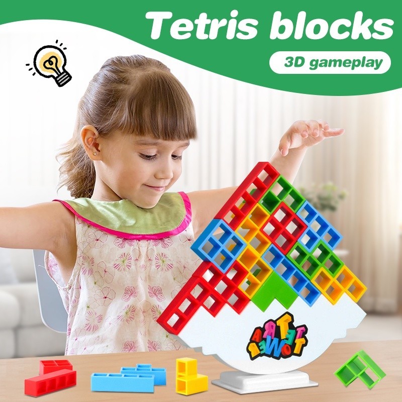 Tetra Tower Game Tetris Balance Toys Stacked Building Blocks Children's ...