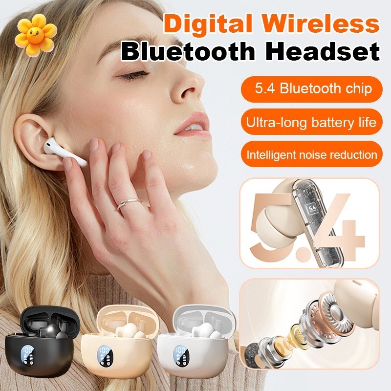 Digital sports bluetooth headset long wear wireless noise cancel in ear ...