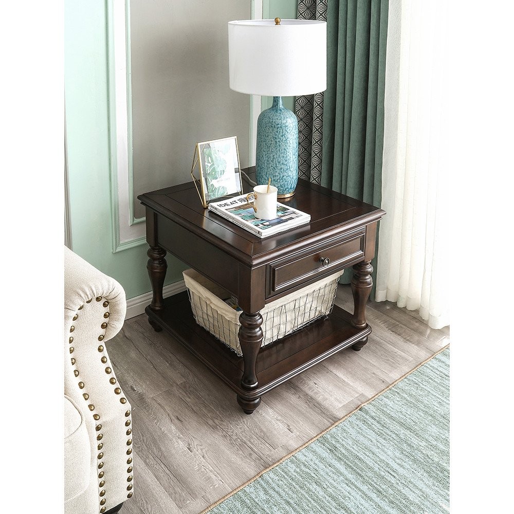 Salome Style Small Square Side Table Retro Sofa Side Table Set Solid ...