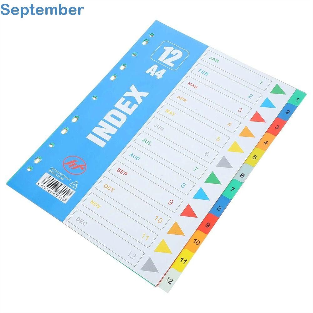 SEPTEMBERHL Index Separator Page, 5/10/12/20/31Pages Numbers Loose-leaf ...