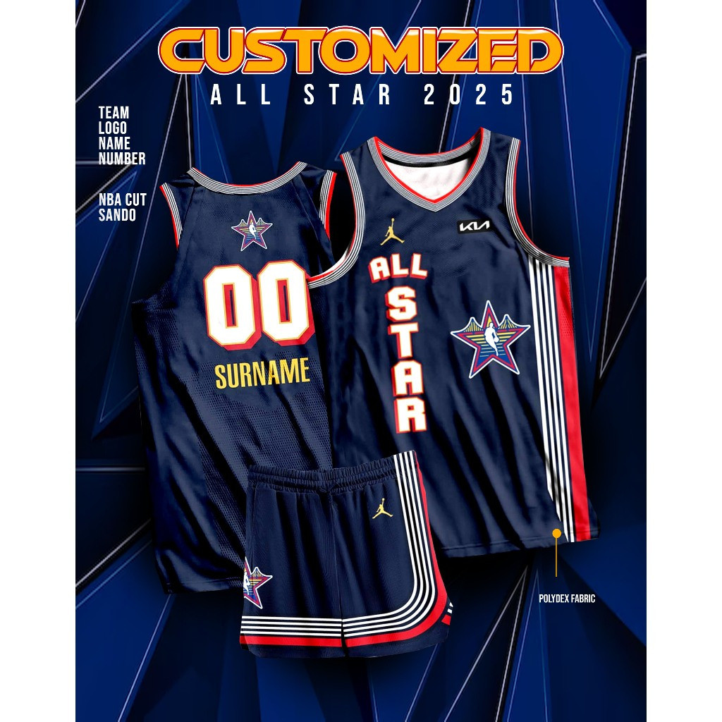 NAVY BLUE 2025 ALL STAR NBATEAM BASKETBALL SANDO AND SHORT FULL ...