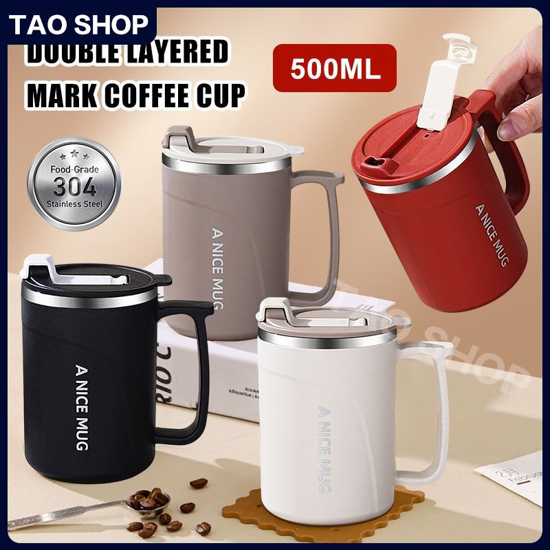 500ml Mug Double Wall Thermal Coffee Mug With Sealed Insulation Cover ...