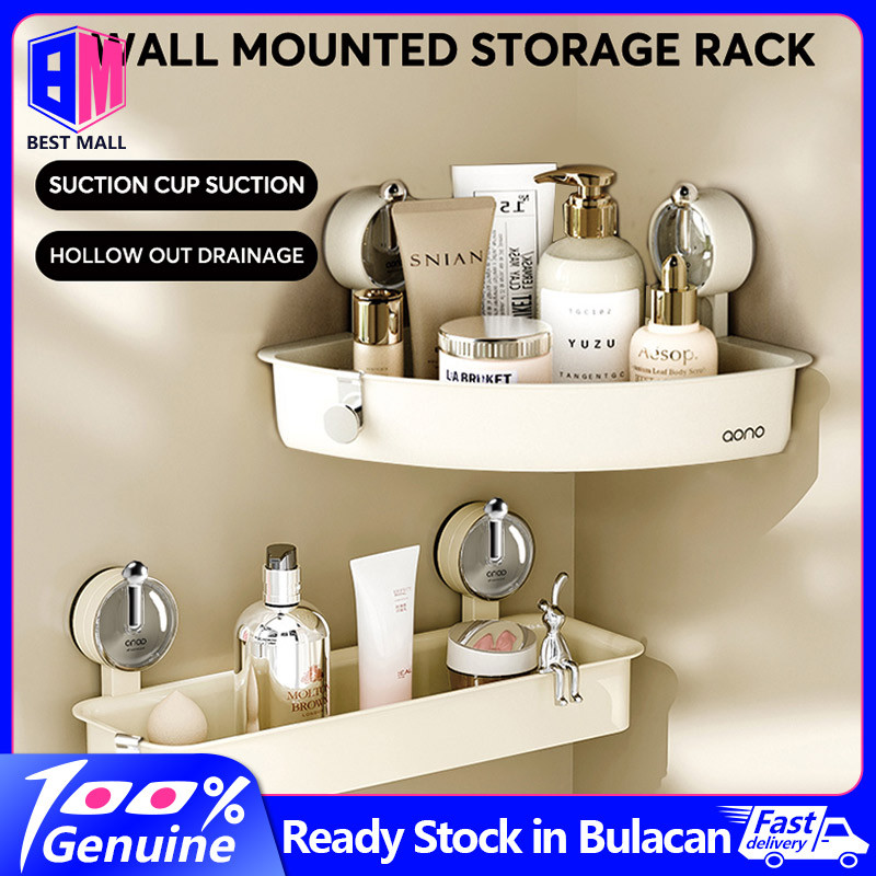 Bathroom Organizer Rack Suction Cup No-drill Wall Mount Toilet Stand ...
