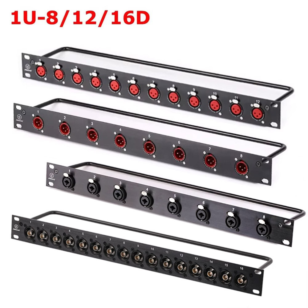 8 12 16 Way D Type Rack Patch Panel 1U Cabinet BNC SDI XLR Male Female ...