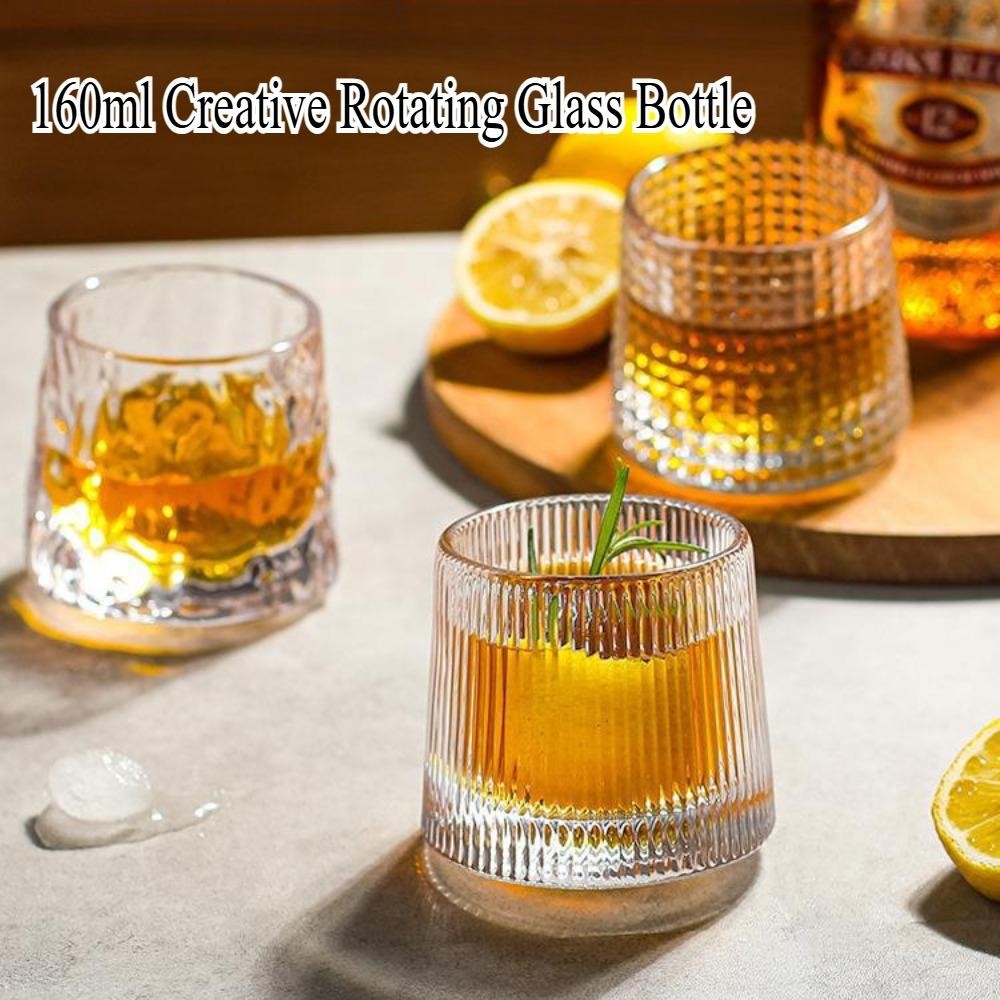 160ml Creative Rotating Whiskey Glass Bar Glass Trapezoidal Wine Glass ...