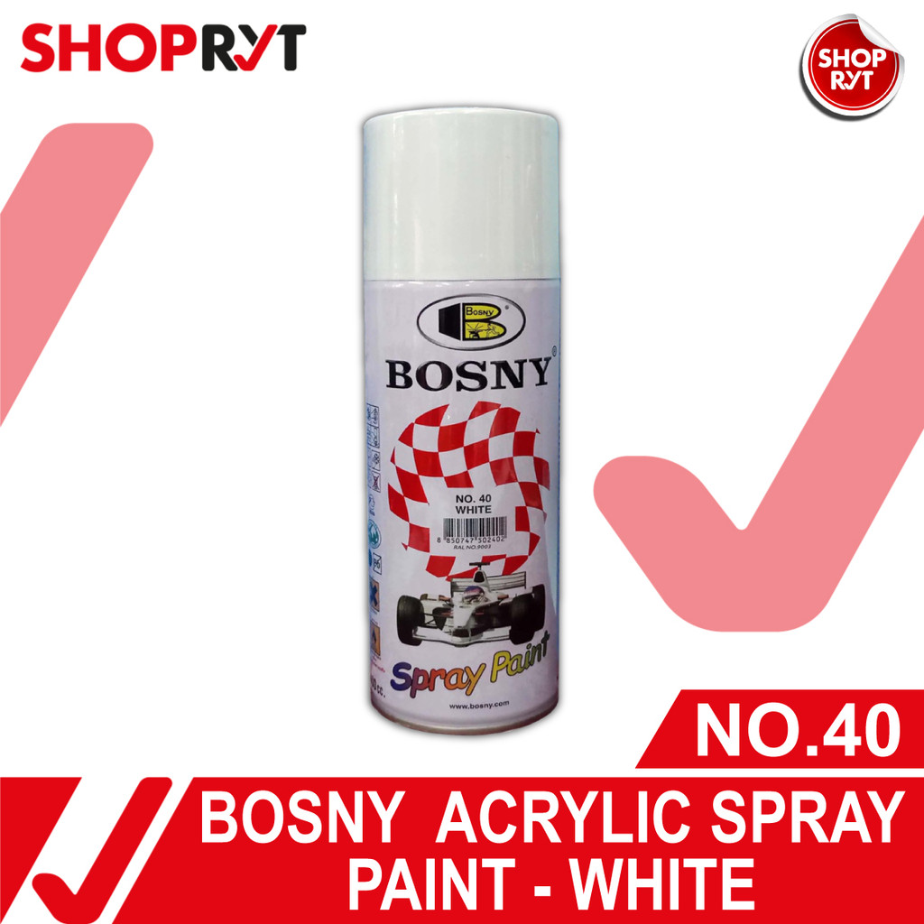 Bosny Acrylic Spray Paint 400cc No. 40 White | Shopee Philippines
