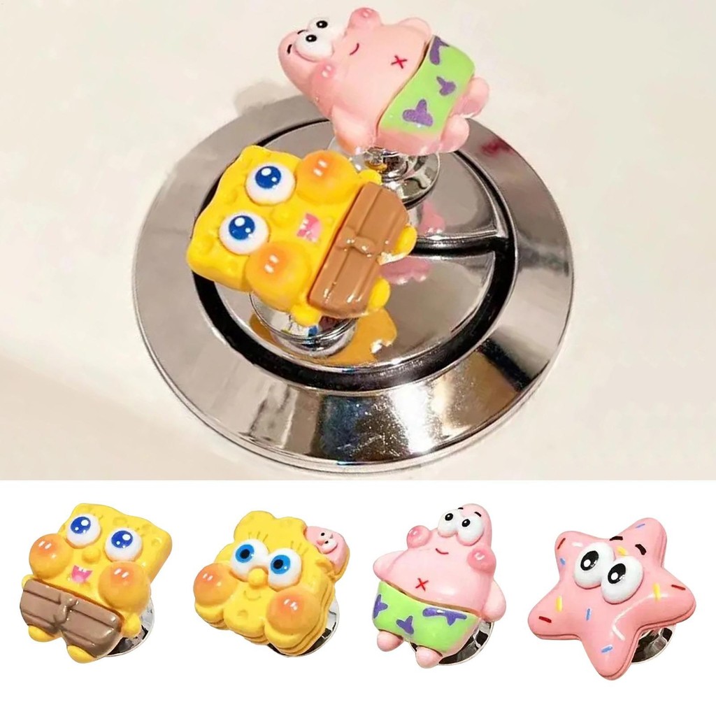 SpongeBob Toilet Push Button Topper Creative Flush Button Pusher ...