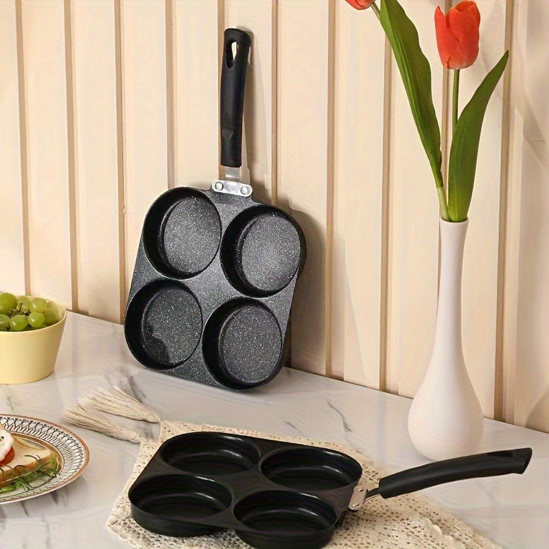 Non-Stick 4-Cup Cast Iron Frying Pan | Wooden Handle for Eggs, Steak ...