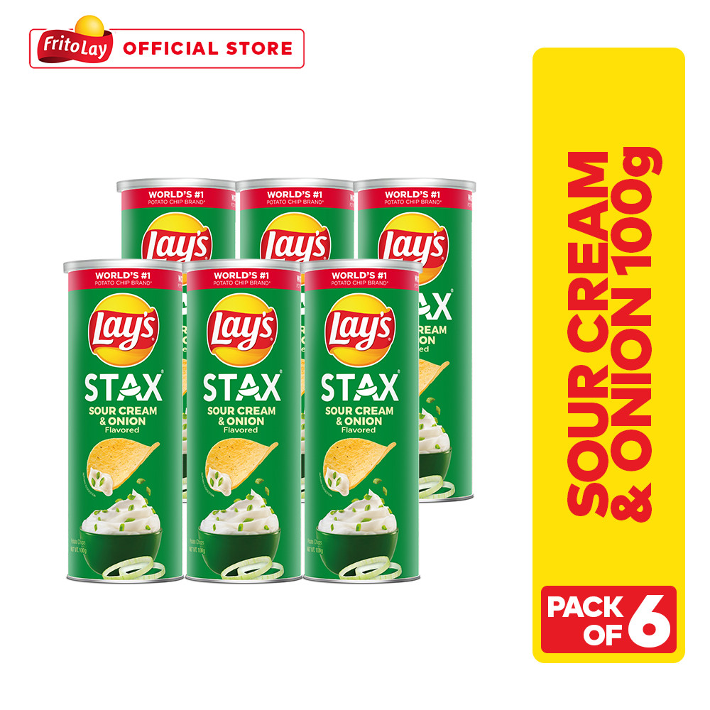 Lay's Stax Sour Cream & Onion Potato Chips 100g - Pack of 6 | Shopee Philippines