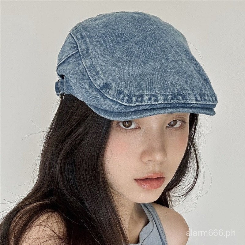 Sparkling Style Washed Denim Advance Hats Women y2k Fall Wide Brim ...
