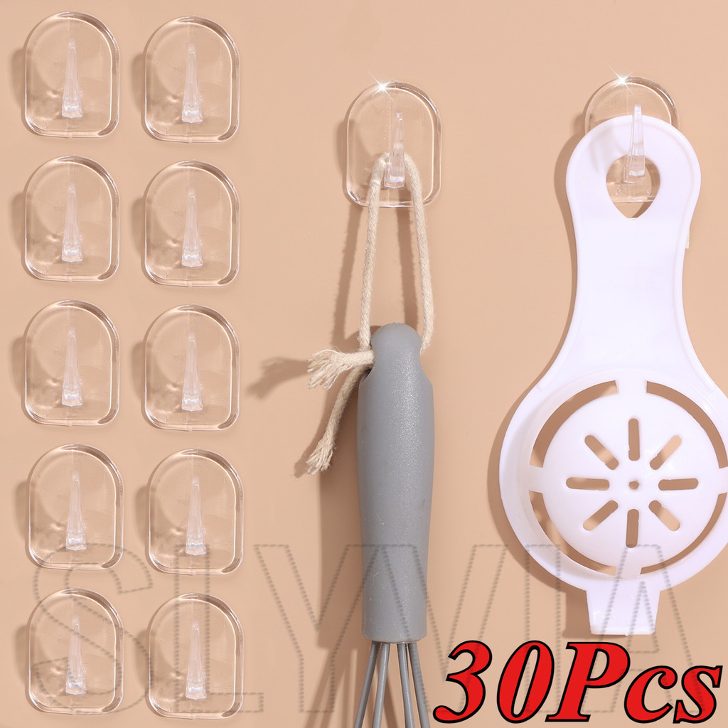 10-30Pcs Mini Traceless Hook - Transparent Wall Mounted Hanging Racks ...