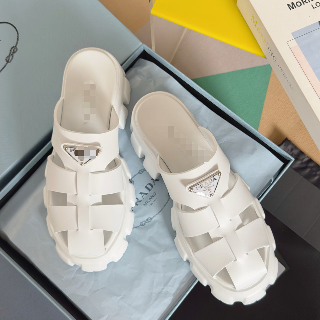 [2025New]P Women's Triangle Pattern Serrated Roman Woven Shoes Thick ...