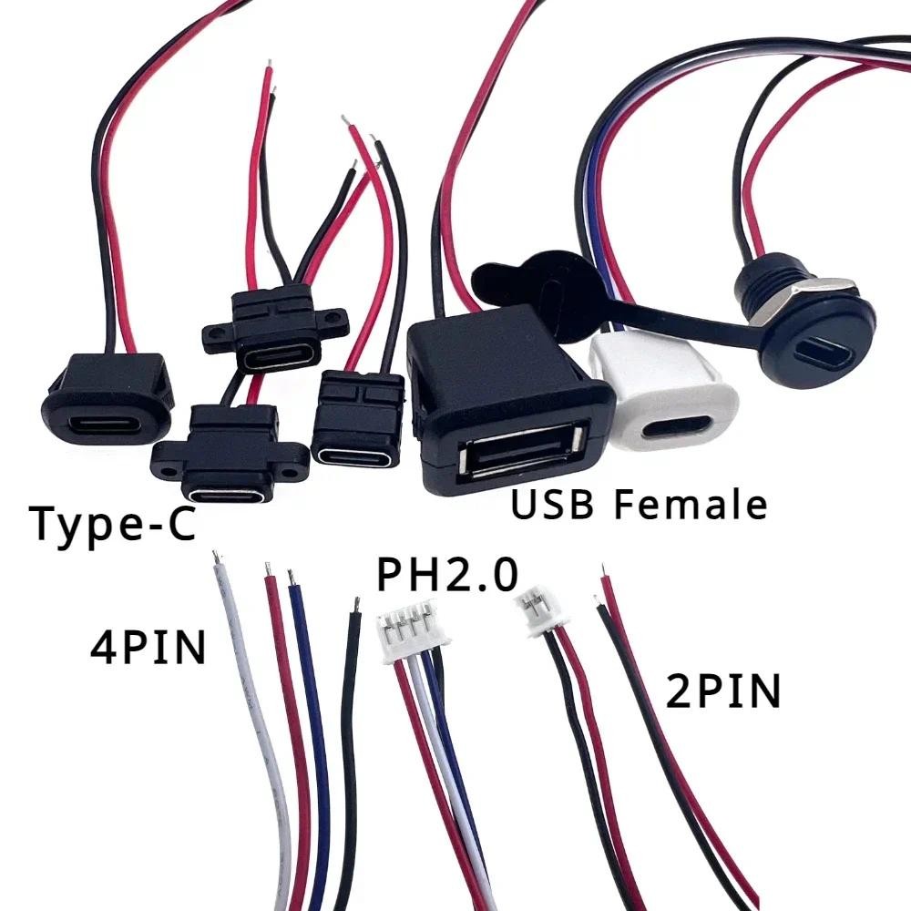 1pcs USB Type C Waterproof Connector Type-C With card buckle Female 3A ...