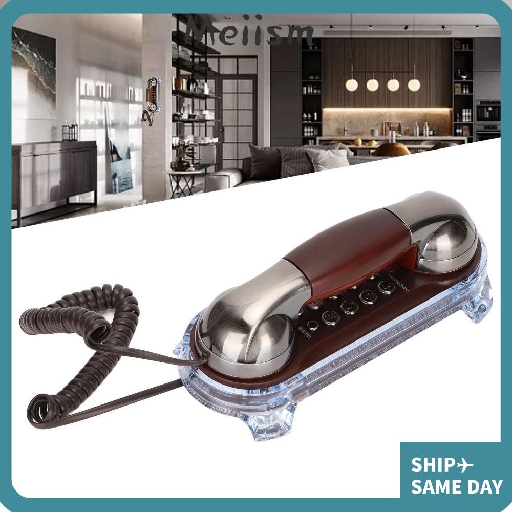 MEIISM Wired Telephone, Retro Wall Mounted Corded Phone, Desktop ...