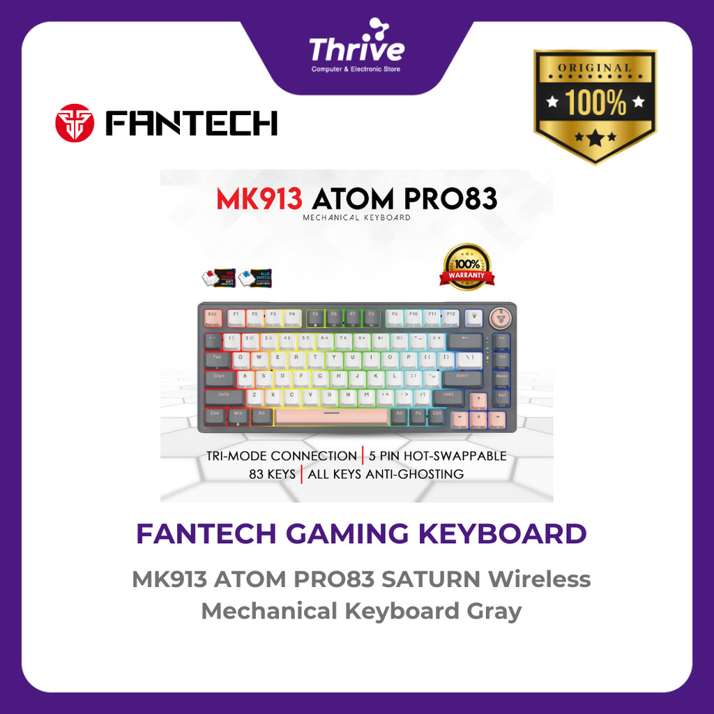 FANTECH MK913 ATOM PRO83 SATULAR Wireless Mechanical Keyboard Gray ...