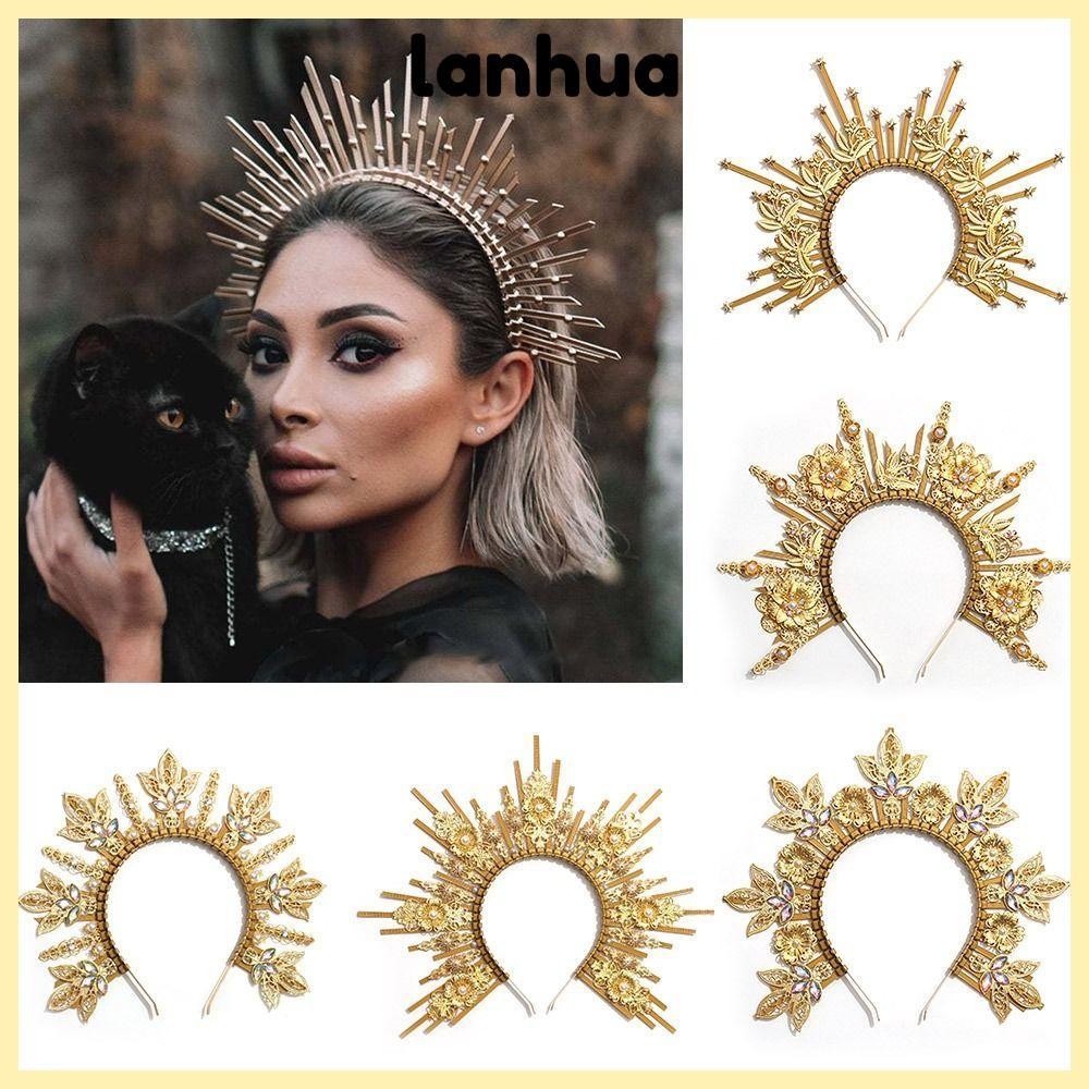 LANHUA Headpieces, Handmade Wedding Crown Gold Hairband, Bridal Hair ...