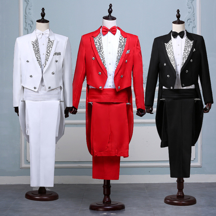 Men Dress Tuxedo Suit Performance Costume Magician Stage Performance ...