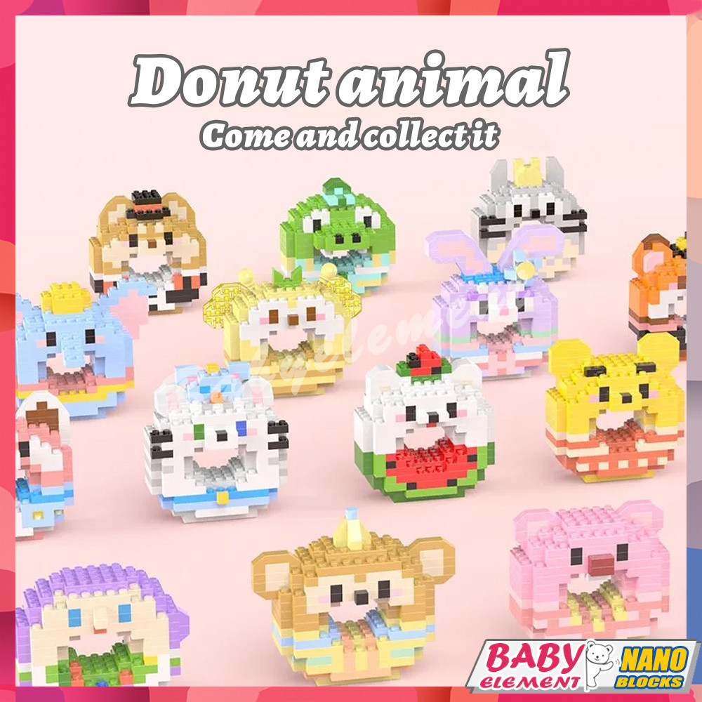 ⭐24h delivery⭐Nano Blocsk cartoon animals donut Girl building blocks ...