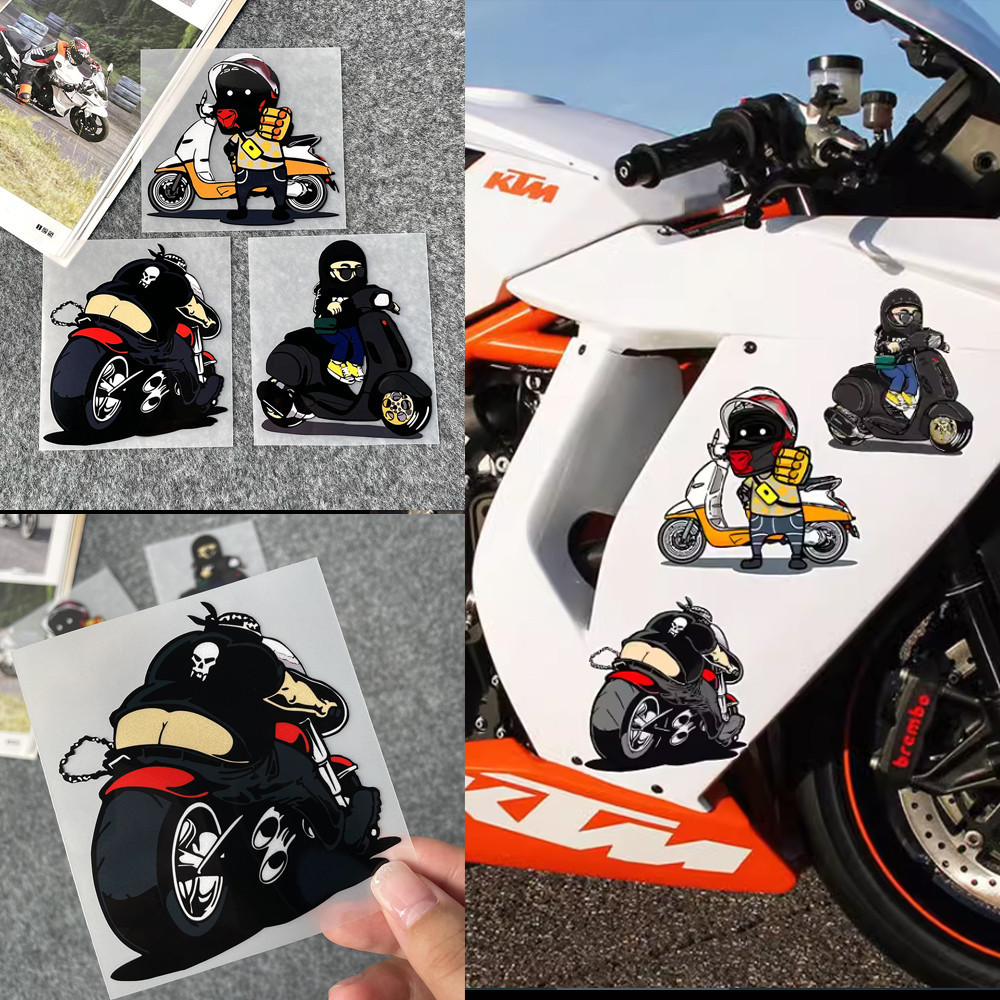 Reflective Motorcycle Rider Sticker Creative Motorbike Electric Body ...