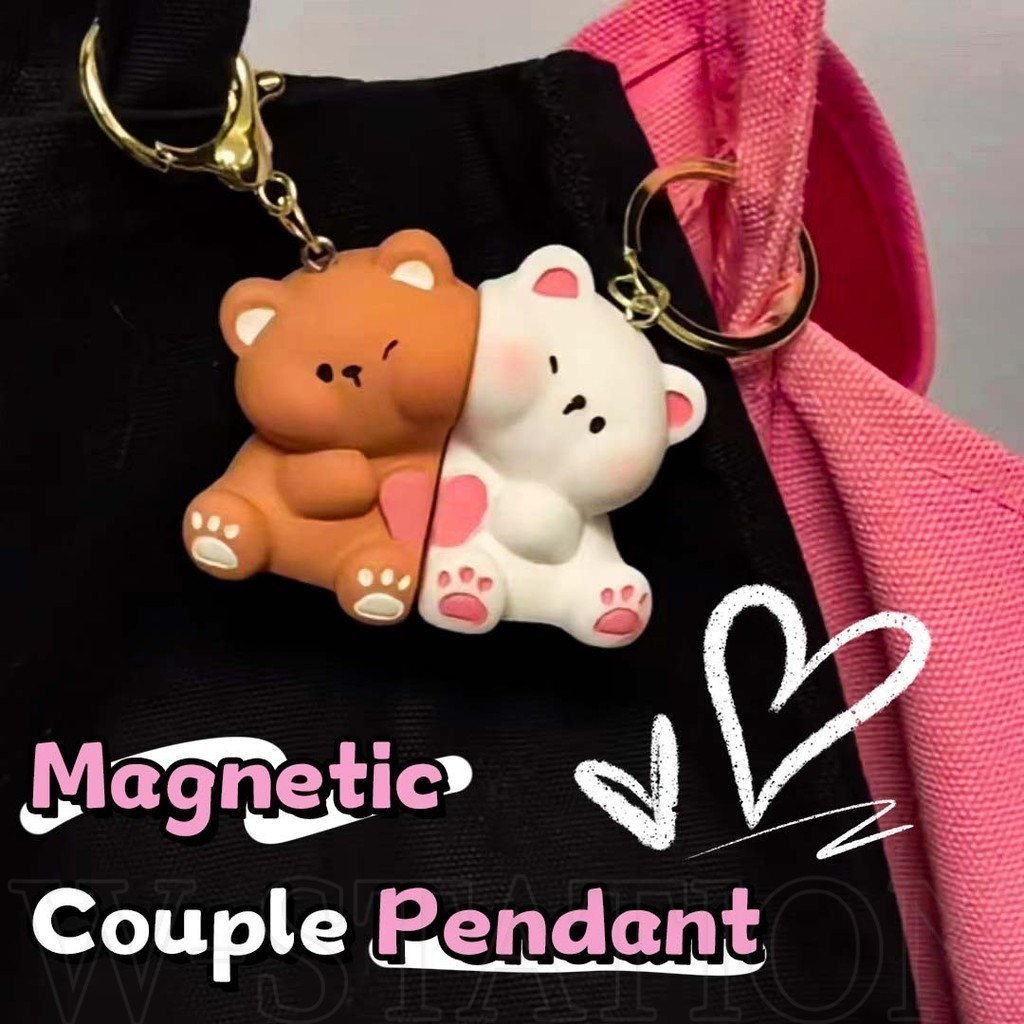 Little Bear Magnet Couple Keychain - Matching Key Ring - Cute, Cartoon ...