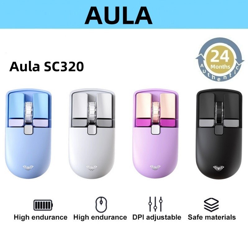 AULA SC320 Mini Wireless Mouse 2.4G Bluetooth Dual-mode Rechargeable ...