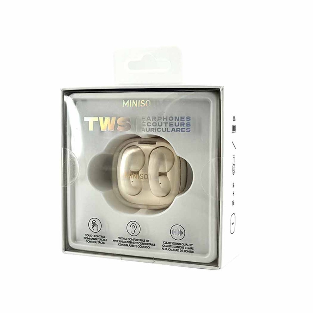 MINISO Pea Series Clip-on Wireless Earphones (Beige) | Shopee Philippines