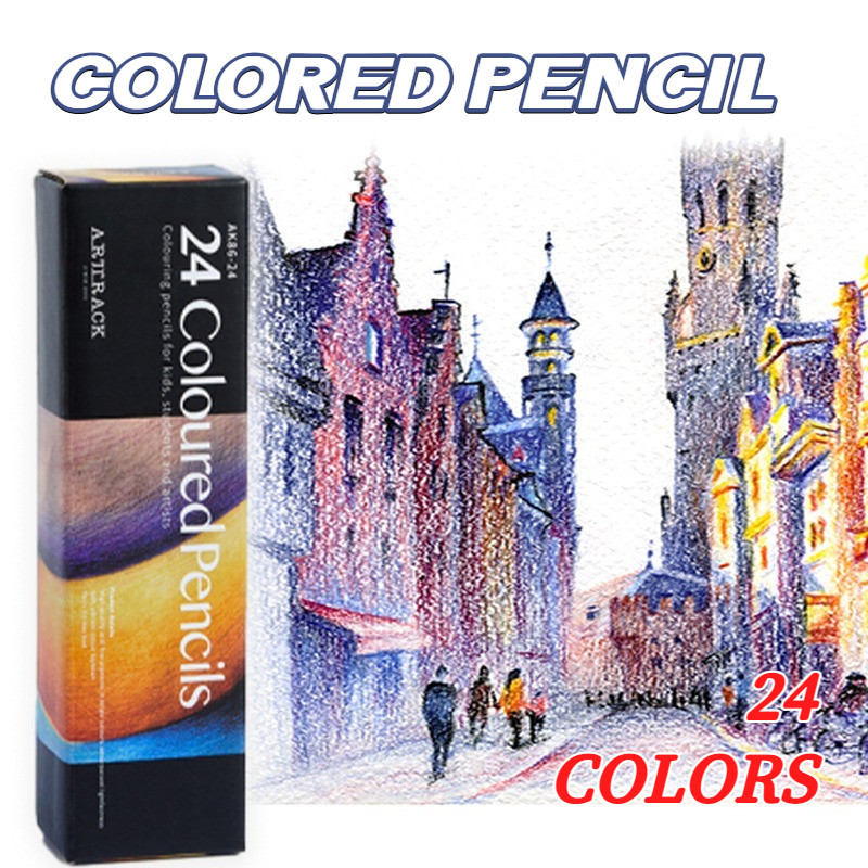 24 Colors Oily Art Colored Pencils Set for Adult Coloring Books Artist ...