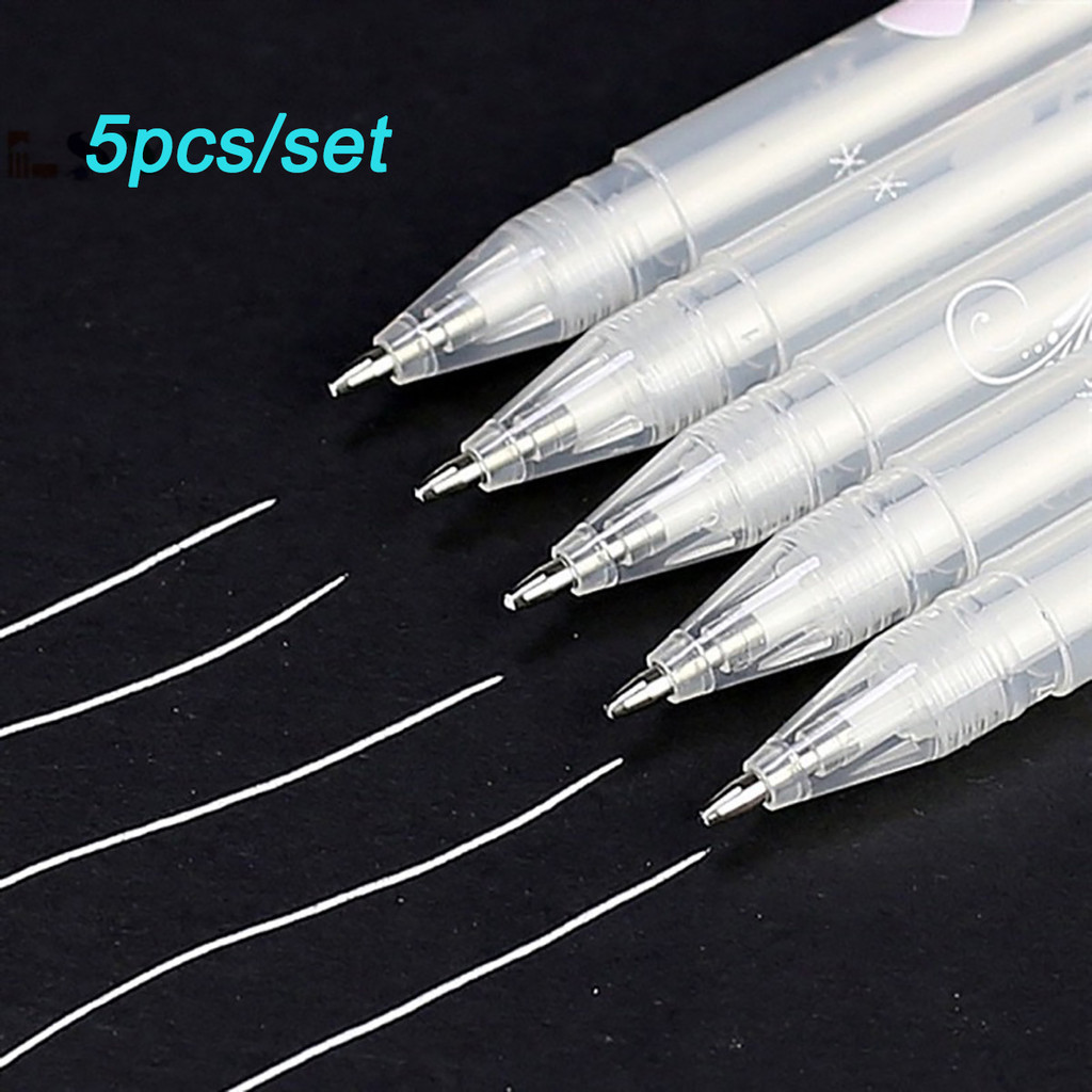 5pcs 0.8mm White Ink Gel Pen Drawing Highlight Marker Pen Sketch Paint ...