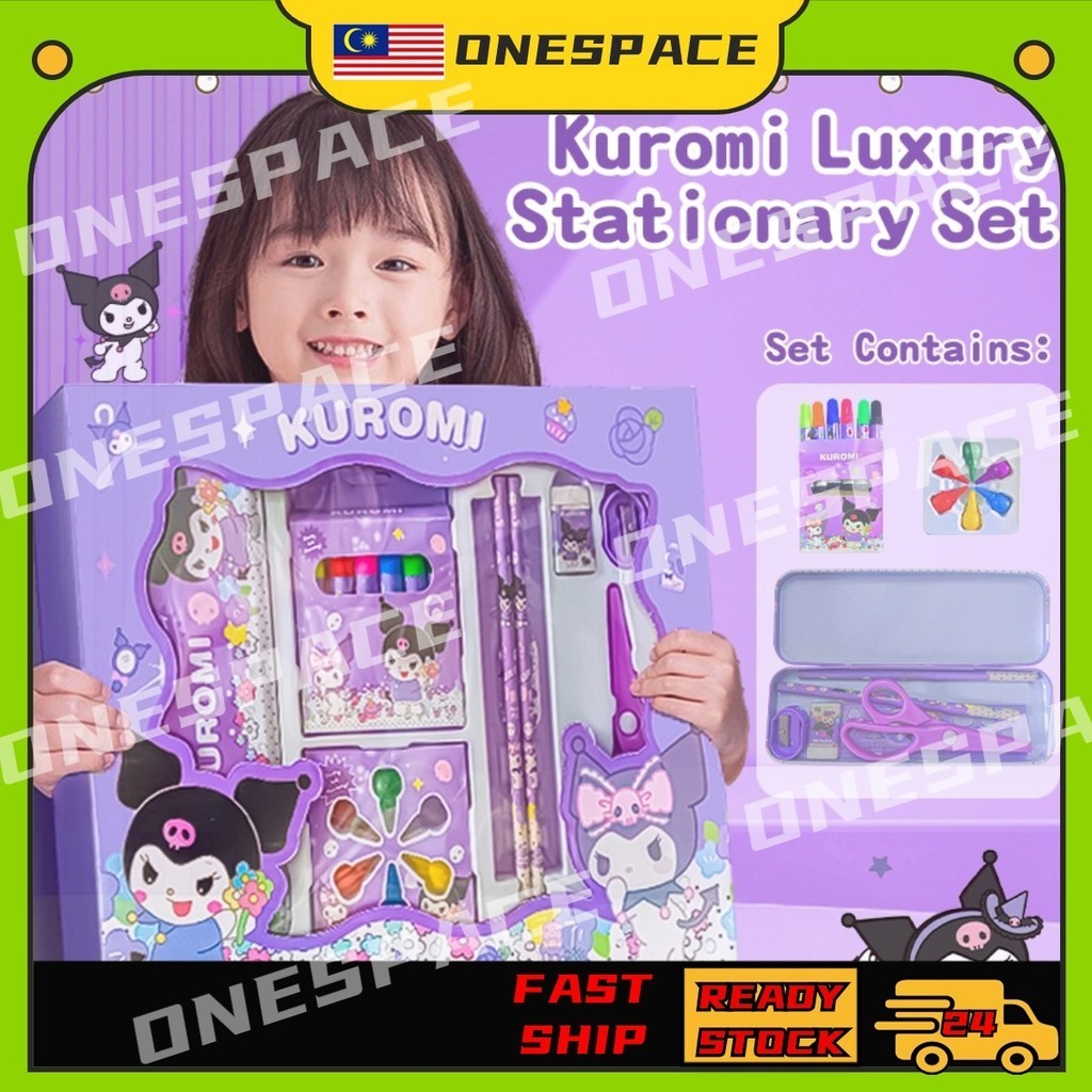 Kuromi Luxury Stationery Set For Kids Cinnamoroll Melody 19 In 1 Crayon ...