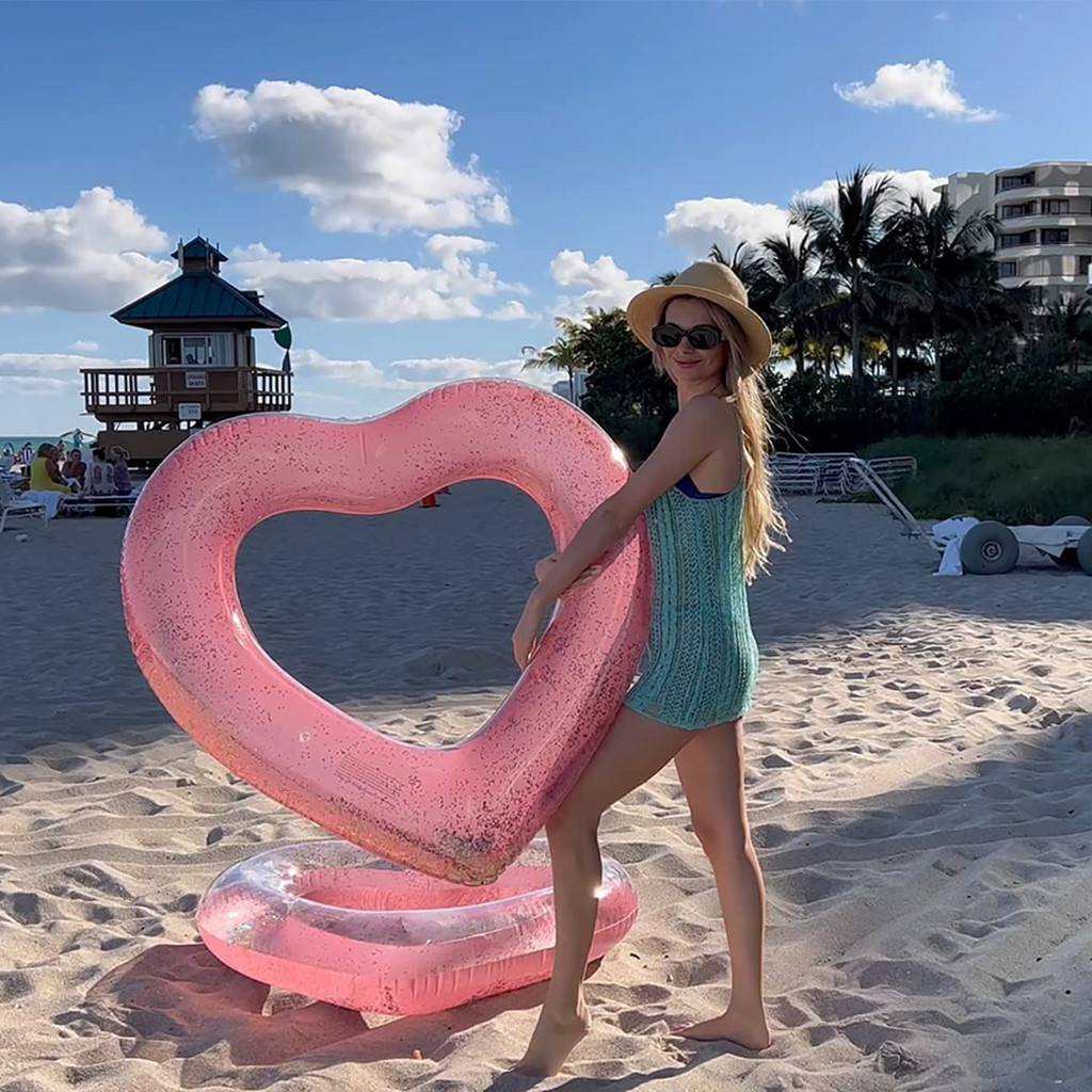 Inflatable heart shaped swimming pool float ball inflatable swimming ...