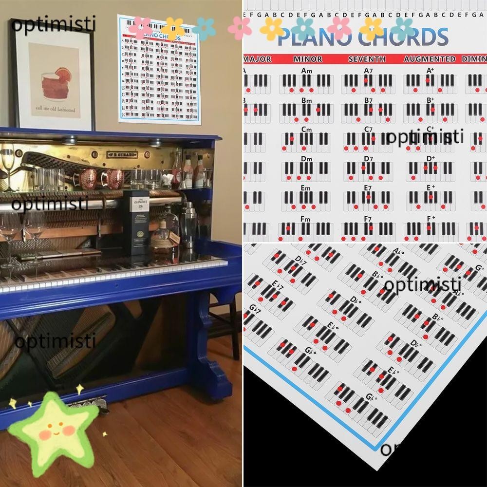 OPTIMISTI Practice Sticker Kids Gift Chord Chart Keyboard Instruments ...