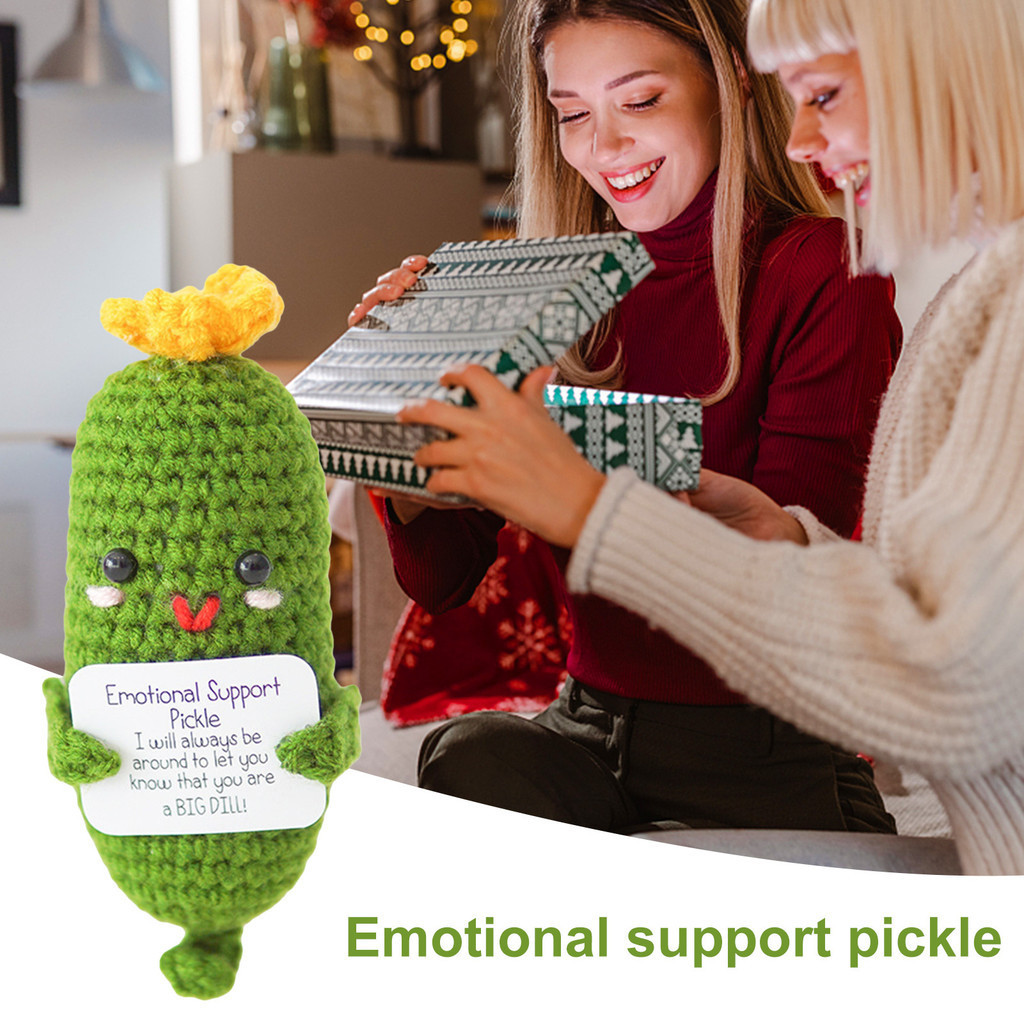 Emotional Support Pickle Handmade Crochet Cucumber Doll Funny Pickle ...