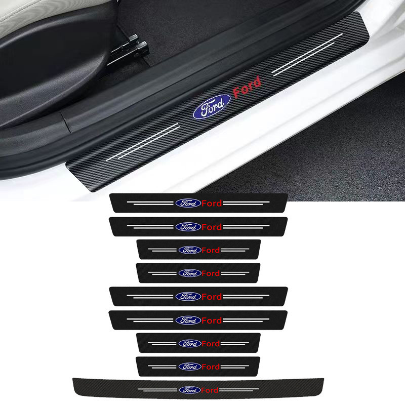 9pcs Ford Logo Car Side Step Door Sill Protector Carbon Fiber Seal ...