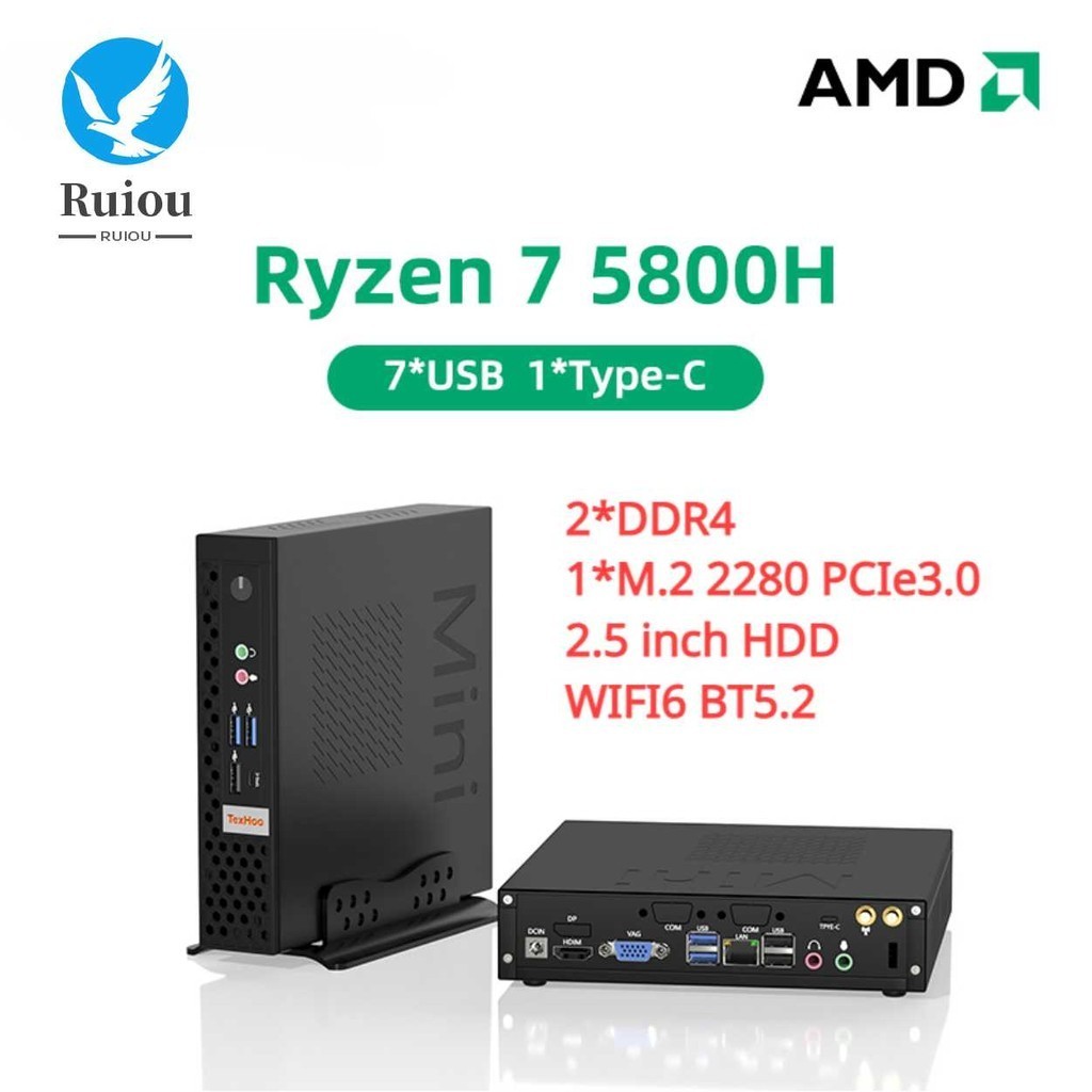 AMD Ryzen 7 5800H MiniPC DDR4 32GB 1TB NVMe SSD 2.5 Inch HDD WIFI6 BT5 ...