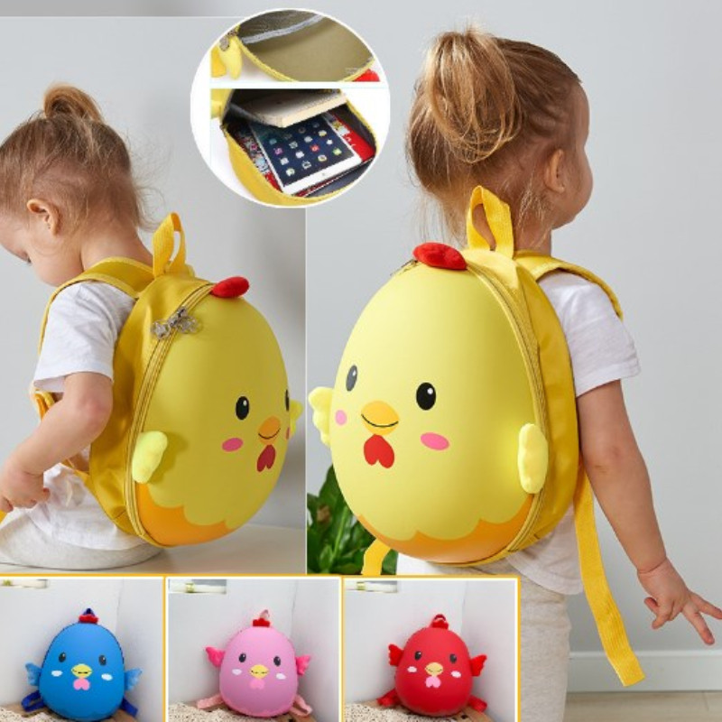 Children's 3D Chick Cartoon Backpack for Kindergarten Girls with Hard ...