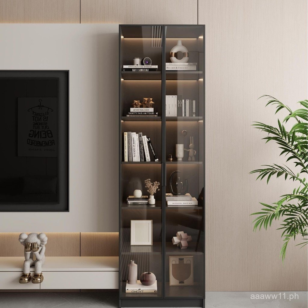 TV Cabinet Side Display Cabinet Glass Home Storage Cabinet Living Room ...