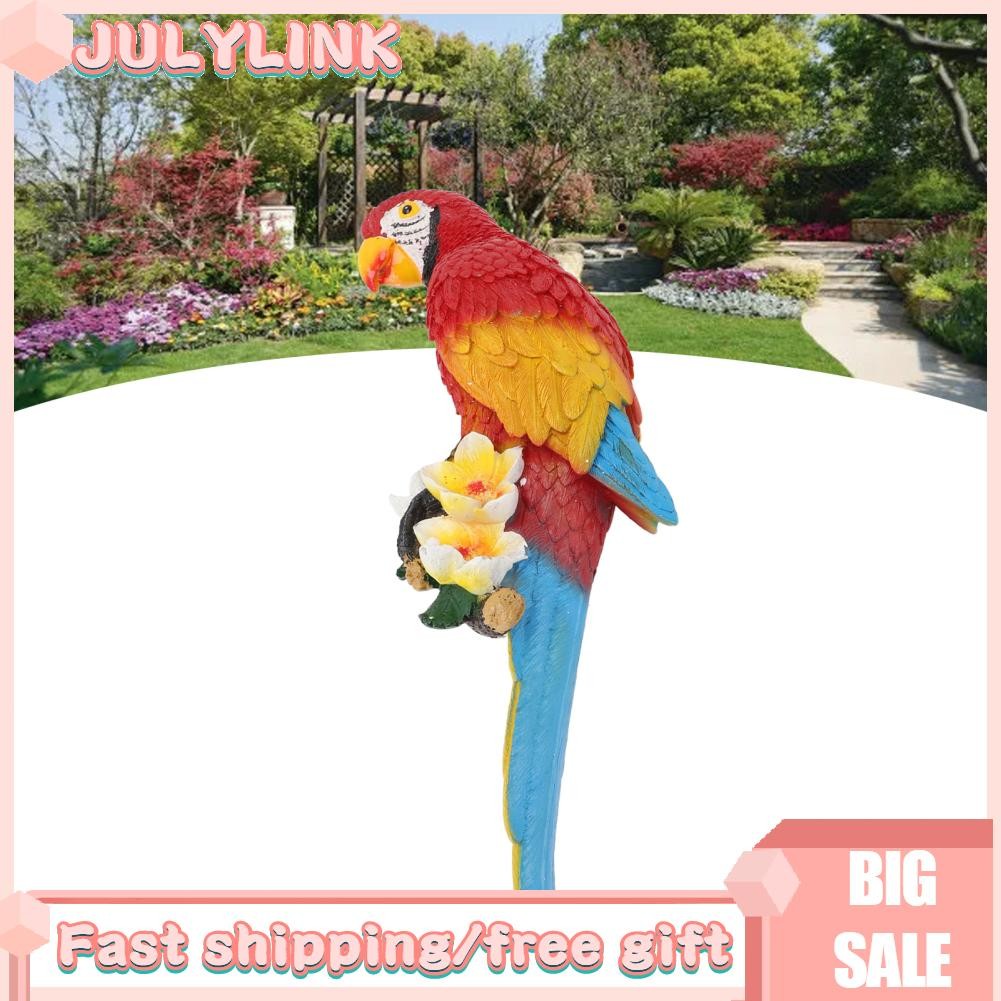 Julylink Tnfeeon 1Pcs Parrot Statue Resin Bird Figurine Macaw Lifelike ...