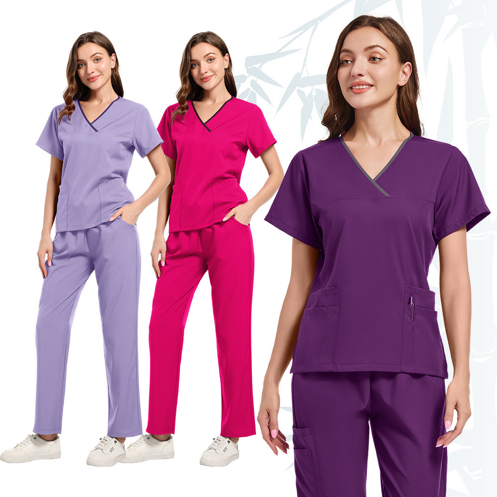 New V-neck Surgery Room Nurse Set Hospital Nursing Uniform Women Dental ...